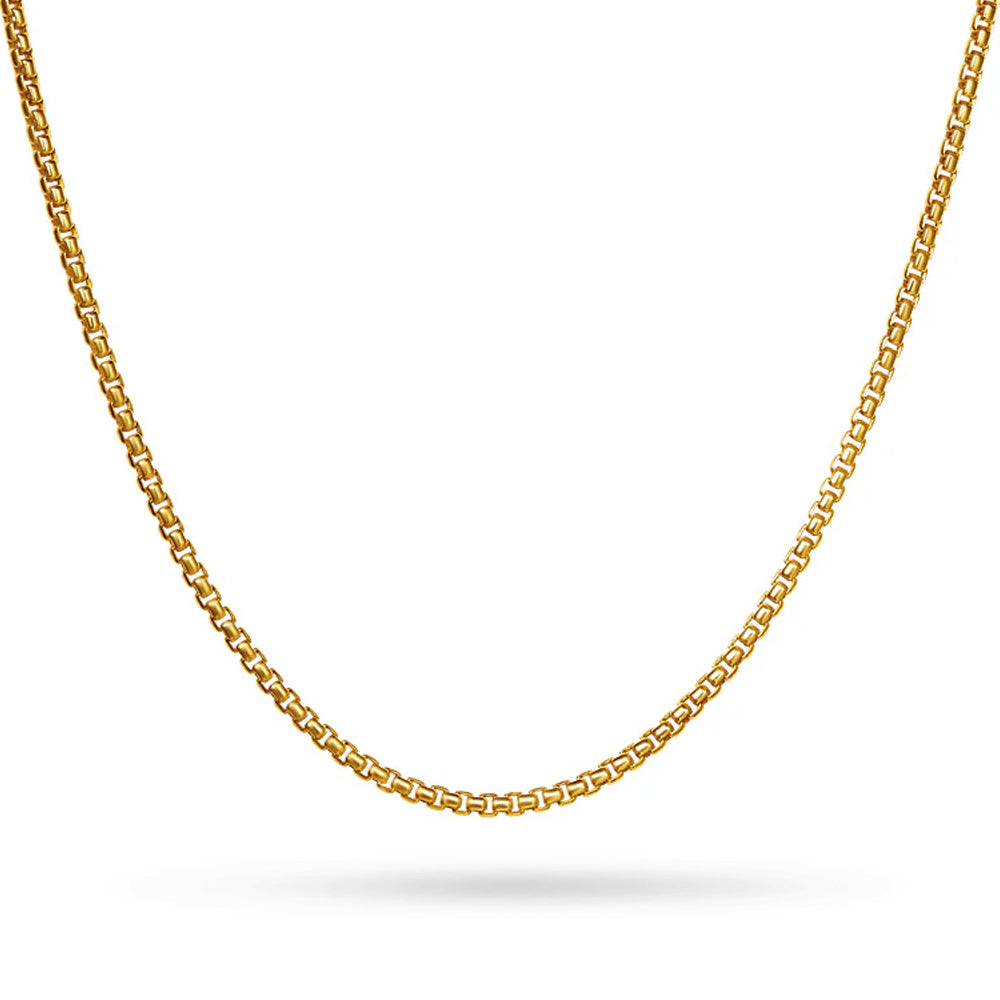 Rounded Box Chain Necklace in Yellow Gold 18" 46cm – Luke Rose Jewellery