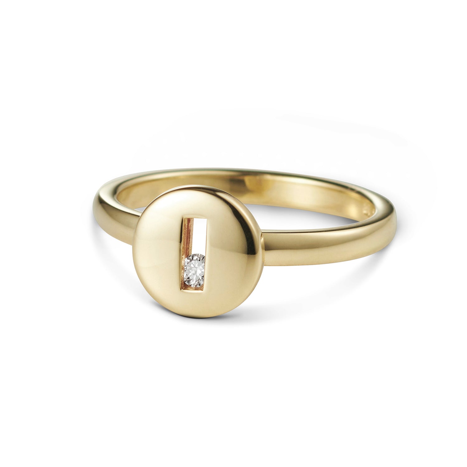Designer Stack Ring in Solid Yellow Gold | Luke Rose Sliding Diamonds ...