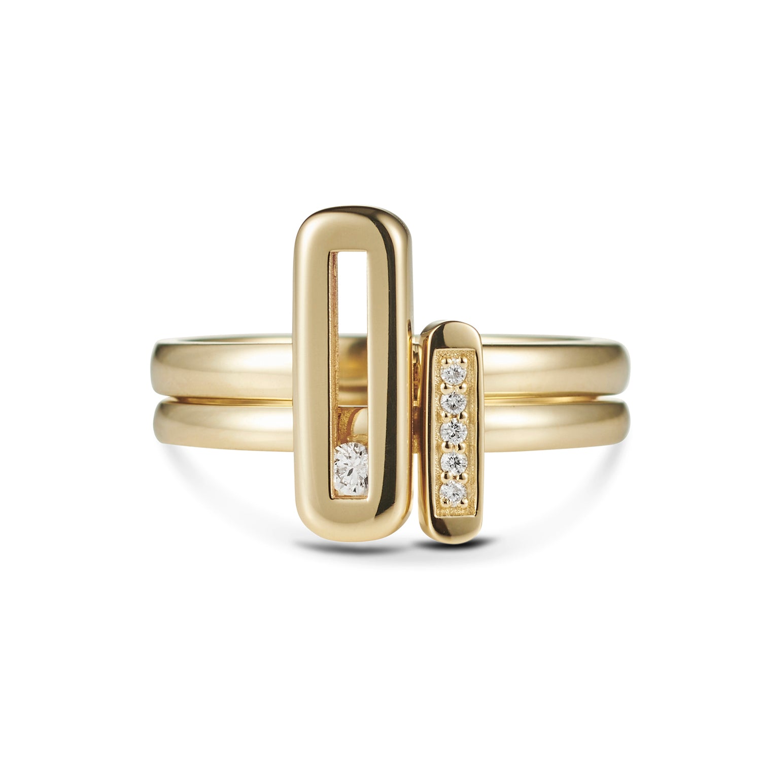Unique Diamond Stack Ring Solid Yellow Gold | Luke Rose Sliding ...