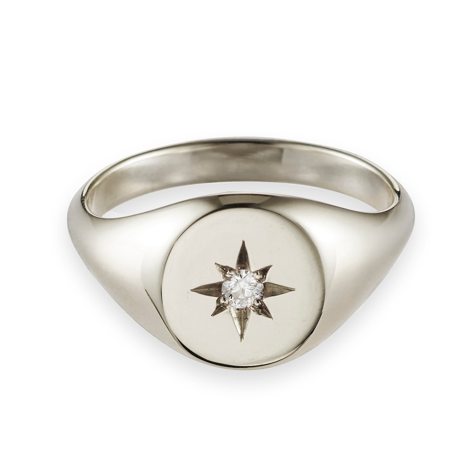 LUKE ROSE | Large Diamond Signet Ring in White Gold | Gold Jewellery ...