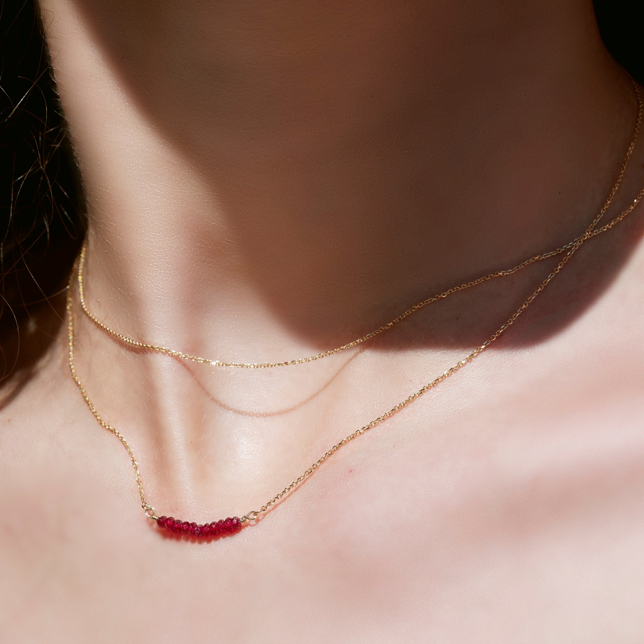 Ruby Smile Necklace in Yellow Gold | Luke Rose Jewellery