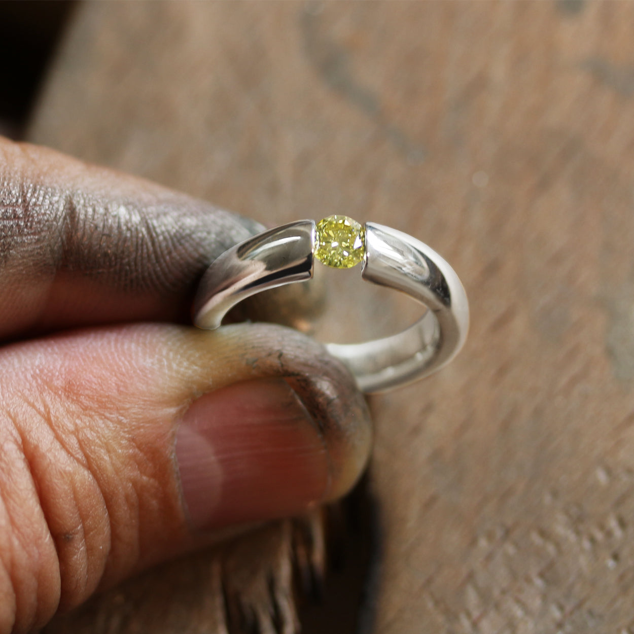 LUKE ROSE | Custom Jewellery Australia | Yellow Diamond Tension Set ...